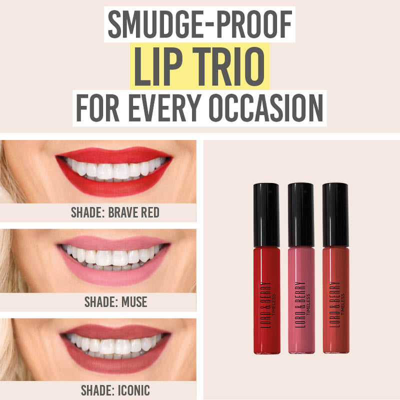 Lord & Berry Timeless Kissproof Lipstick Trio | Smudge-proof – Beauty ...